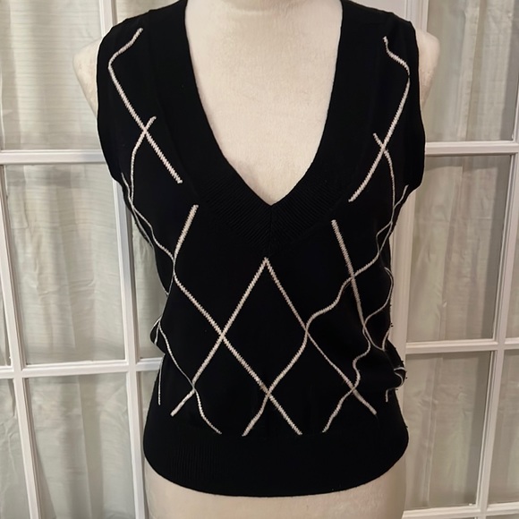 Express | Sweaters | Express V Neck Sweater Vest Black And White | Poshmark